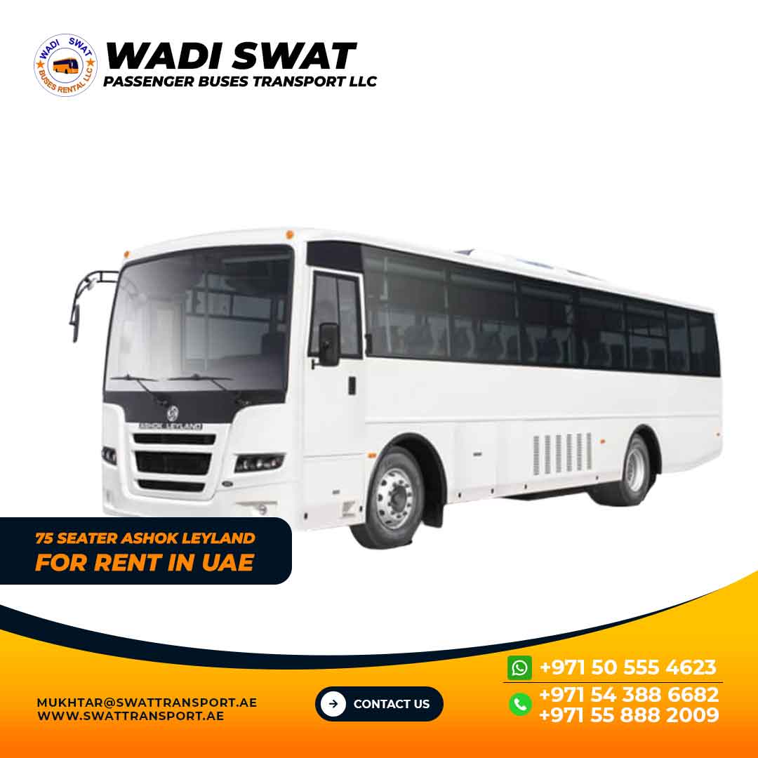 75 Seater Bus Ashok Leyland For Rent – Wadi Swat Bus Rental Dubai LLC