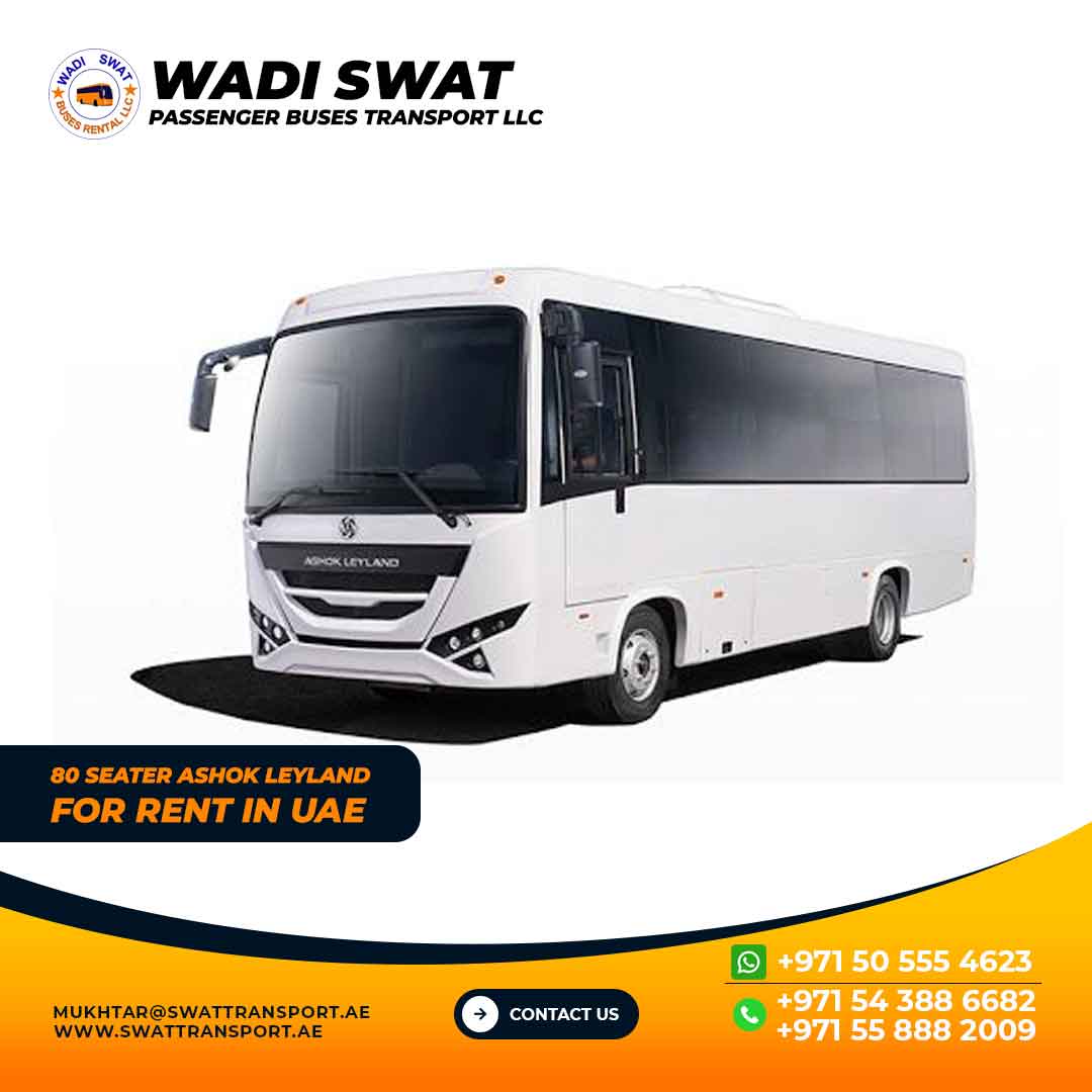 80 Seater Bus For Rent Ashok Leyland UAE – Wadi Swat Bus Rental Dubai LLC